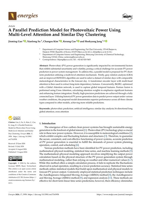 Pdf A Parallel Prediction Model For Photovoltaic Power Using Multi