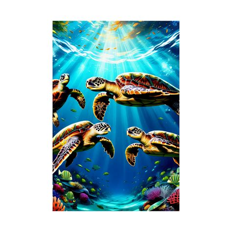 Sea Turtle Poster Cute Turtle Poster Turtle Poster Turtle Underwater Poster Poster T For