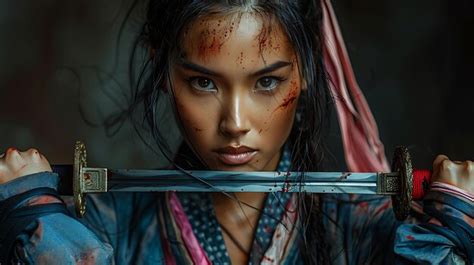 Premium Photo Potrait Of Woman With Ninja Warrior Chinese Costume