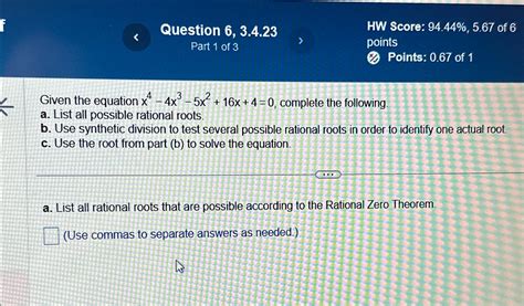 Solved Question 6 3423hw Score 9444567 ﻿of 6part 1