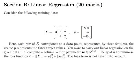 Section B Linear Regression Marks Consider The Chegg