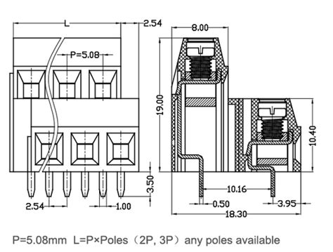 Double Levels Pcb Terminal Block Green Mm A Plastic Nickel Plated