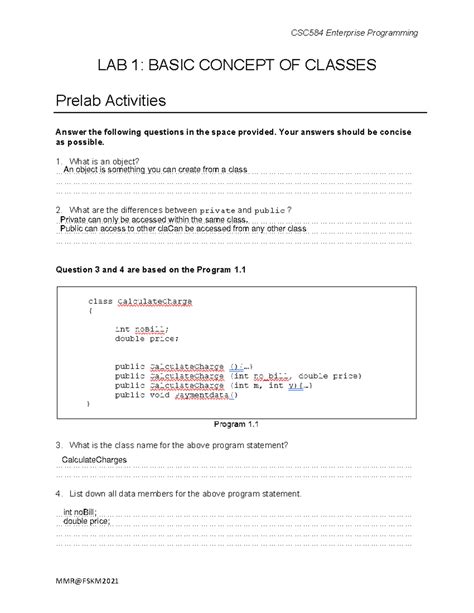 Csc584 Enterprise Programming Lab 1 Basic Concepts And Code Corrections