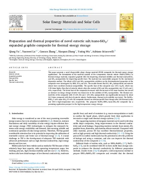 Pdf Preparation And Thermal Properties Of Novel Eutectic Salt Nano