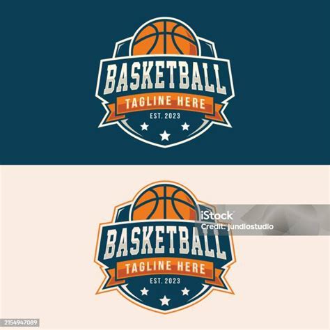 농구 클럽 아이콘 공이 있는 엠블럼 컨셉 디자인 스포츠 배지 벡터 일러스트 레이 션 Basketball League에 대한 스톡