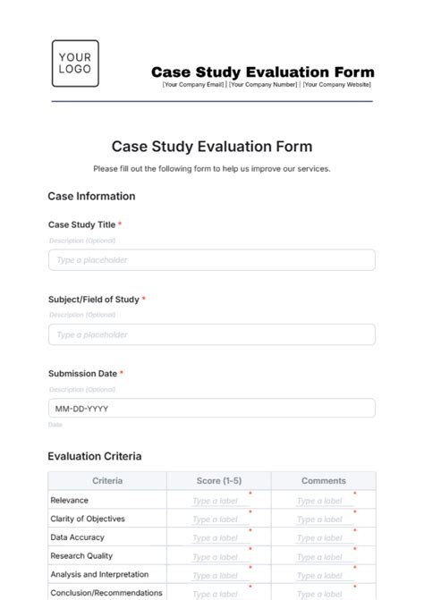 Free Case Study Evaluation Form Template To Edit Online