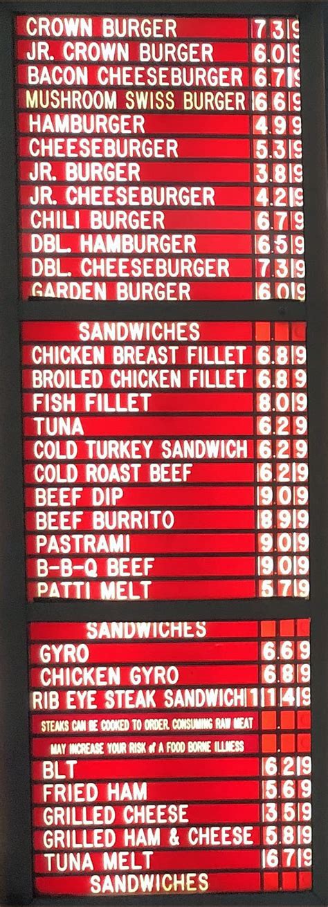 Crown Burgers Menu Slc Menu
