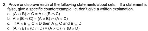 solved 2 prove or disprove each of the following statements