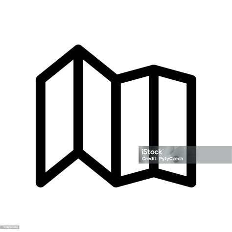 접는 종이 지도 아이콘 여행 및 계획의 상징입니다 개요 현대적인 디자인 요소입니다 둥근된 모서리와 간단한 검은 평면 벡터 표시 개념에 대한 스톡 벡터 아트 및 기타 이미지