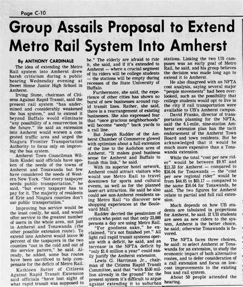 Group Assails Proposal To Extend Rail May 8th 1986 Ramherstwny