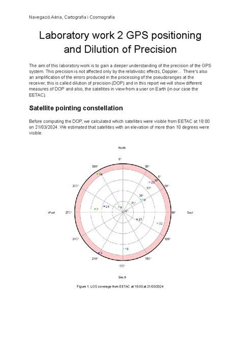 Laboratory Work 2 Gps Positioning And Dilution Of Precision This