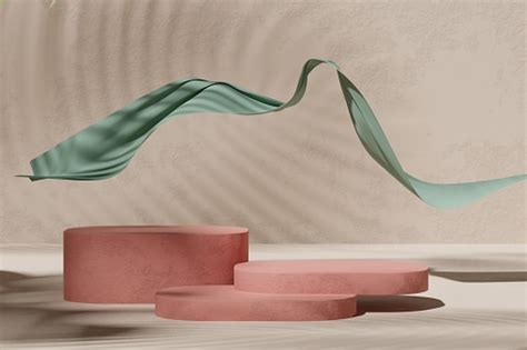 공중에 떠 있는 실크 연단 및 추상적인 배경이 있는 제품 디스플레이를 위한 추상 기하학적 구성 강단에 대한 스톡 사진 및 기타 이미지 Istock