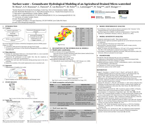 Pdf Hydrologic Modelling Of An Agricultural Drained Micro Watershed Performance Analysis Of