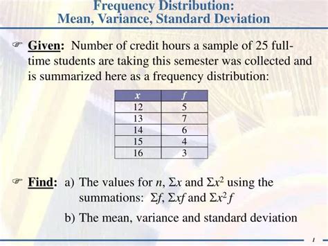 Ppt Frequency Distribution Mean Variance Standard Deviation