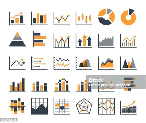 최신 그래프 및 차트 아이콘은 비즈니스 웹 사이트 모바일 앱 인포 그래픽 등 플랫 아이콘 디자인에 대한 파이 차트 아이콘으로 설정됩니다 경영자에 대한 스톡 벡터 아트 및