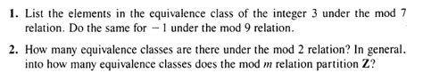 Solved List The Elements In The Equivalence Class Of The Chegg