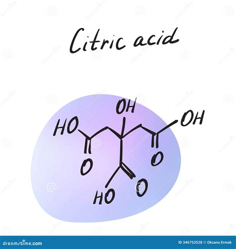 Citric Acid Molecule Formula Hand Drawn Imitation Of Organic Acid