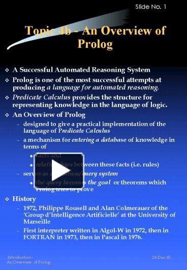 ppt topic 4b an overview of prolog powerpoint presentation free