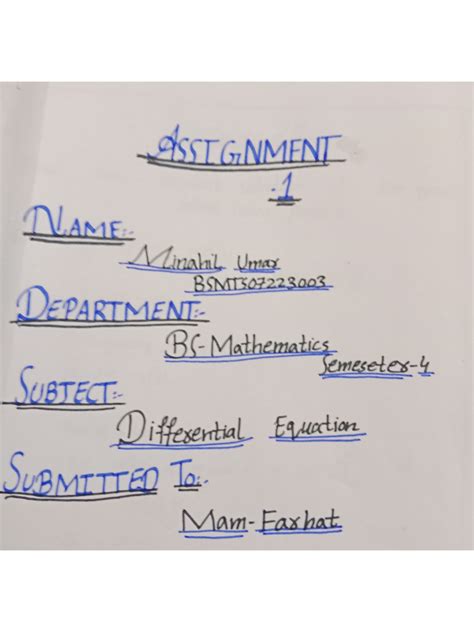 Assignment 1 Of Ordinary Differential Equations Pdf