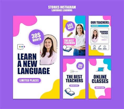 Premium Psd Flat Design Language Learning Template