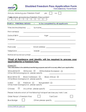 Fillable Online Disabled Freedom Pass Application Form Fax Email Print PdfFiller