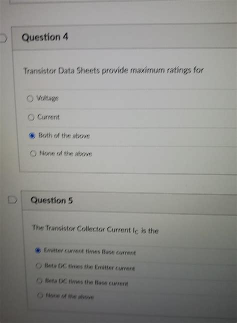 Solved Question 4 Transistor Data Sheets Provide Maximum