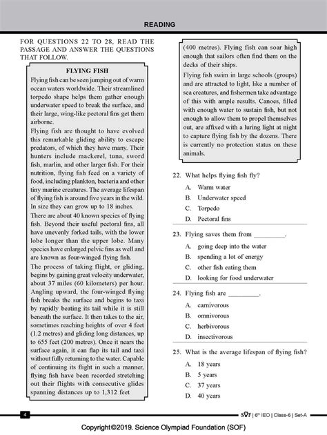 English Olympiad Class 6 Sample Question Paper 10 Olympiad Tester