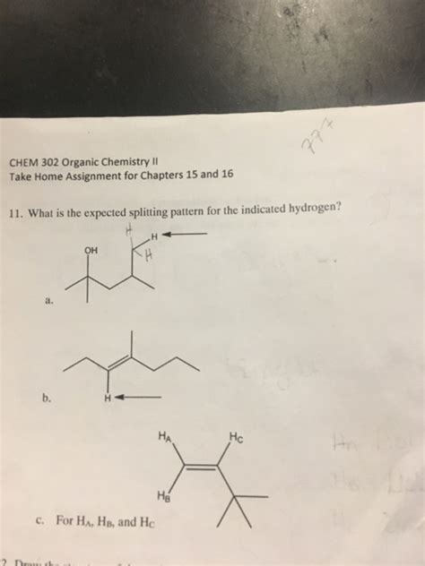 Solved What Is The Expected Splitting Pattern For The Chegg