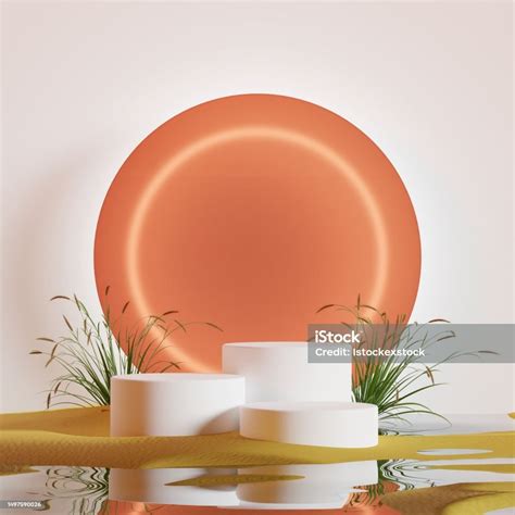 연단 장면 또는 3d 원형 기둥 스탠드 장면 및 최소한의 배경에 스튜디오에서 우승자 받침대 0명에 대한 스톡 사진 및 기타