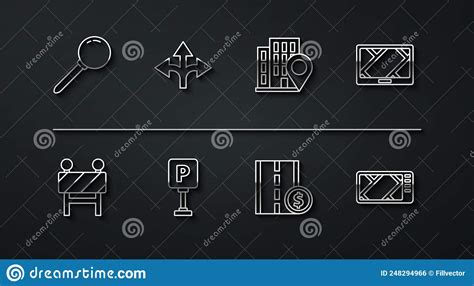 Set Line Push Pin Road Barrier Gps Device With Map Toll Road Traffic