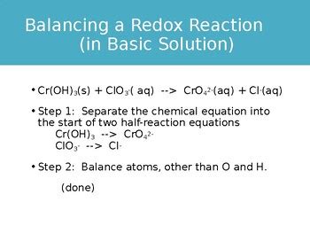 Balancing Redox Reactions Half Reactions Ppt Grade Chemistry Power Point Pg