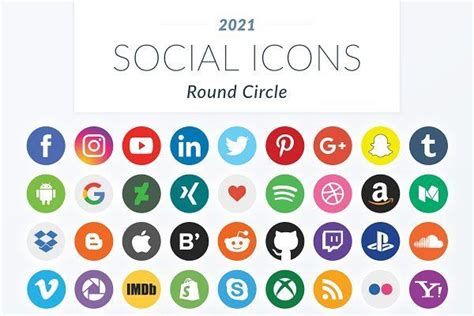2022 Round Circle Social Icons Social Icons Social Media Mockup Icon