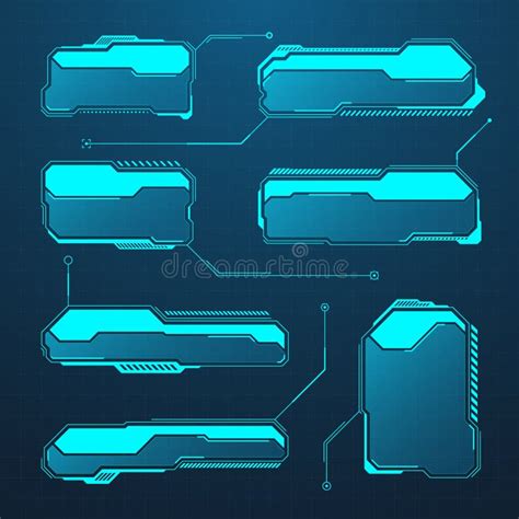 Blue Futuristic Hud Or Ui Elements Sci Fi User Interface Text Boxes Callouts Stock Vector