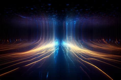 Dynamic Data Stream With Glowing Lights Stock Illustration