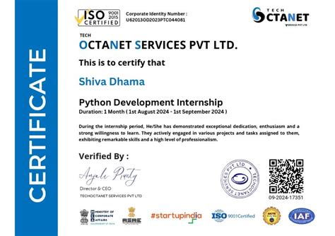 Shiva Dhama On Linkedin Pythondevelopment Internship