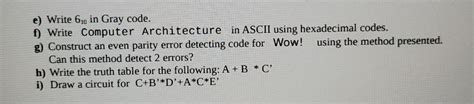 solved e ﻿write 610 ﻿in gray code f ﻿write computer