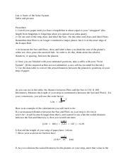 The Scale Of The Solar System Lab 1 Selfie And Picture Included Course Hero