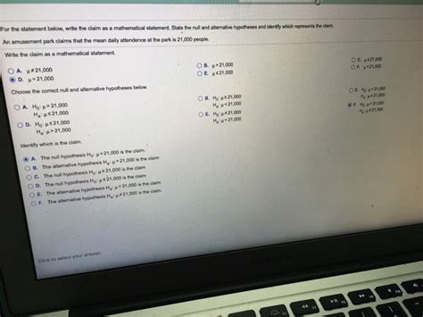 Solved For The Statement Below Write The Claim As A