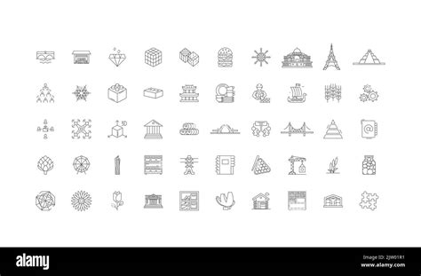 Structure Icons Concept Illustration Linear Icons Line Signs Set Vector Collection Stock