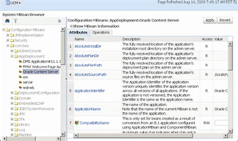 27 Viewing Mbean Information For Oracle Ucm Content Server