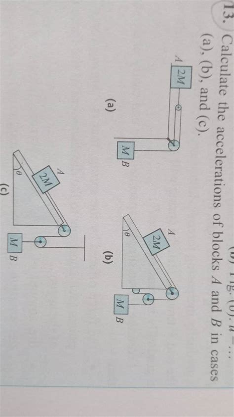 13 Calculate The Accelerations Of Blocks A And B In Cases A B And