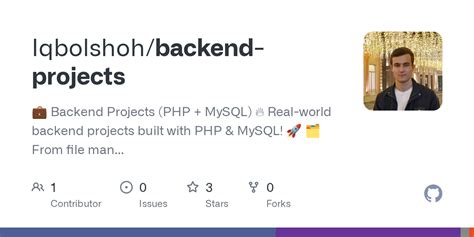 Github Iqbolshohbackend Projects 💼 Backend Projects Php Mysql 🔥 Real World Backend