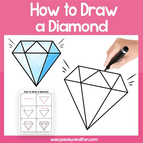 How To Draw A Diamond Step By Step Diamond Drawing Tutorial With Printable Easy Peasy And Fun