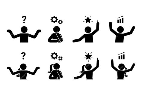 Premium Vector Stick Figure Man And Woman Idea Problem Solution