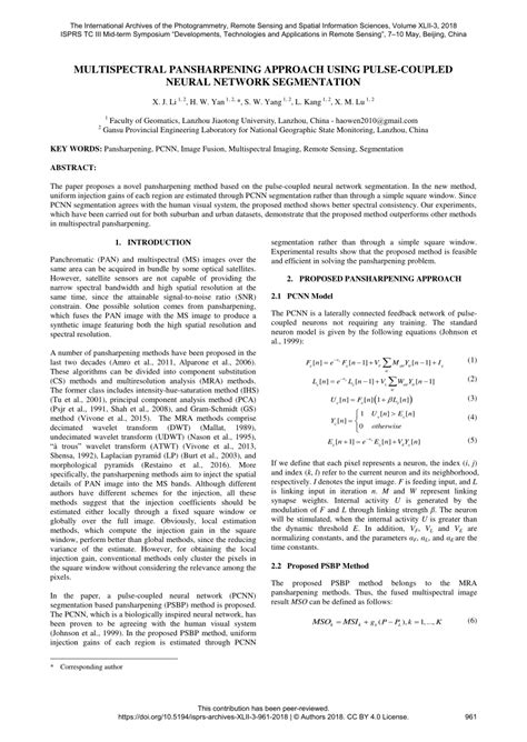 Pdf Multispectral Pansharpening Approach Using Pulse Coupled Neural