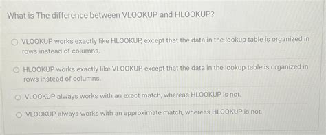 Solved What Is The Difference Between VLOOKUP And Chegg Com