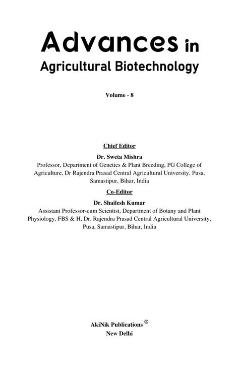 Pdf Agricultural Biotechnology Volume 8