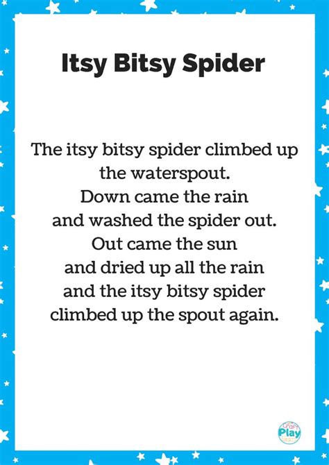 The Itsy Bitsy Spider Song And Spider Craft