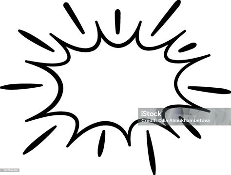 Exploded Speech Bubble Cartoon Icon Vector Sign Drawn With Black Thin Line Editable Stroke