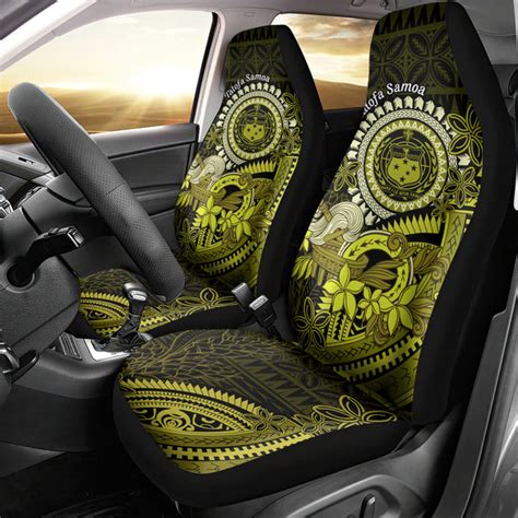 Lime Green Talofa Samoa Car Seat Cover Samoan Kava Bowl Siapo Pattern Lt14
